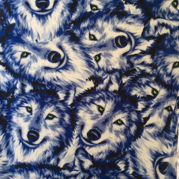 LuLaRoe | Pants & Jumpsuits | Euc Fierce Os Wolves Cobalt Blue Whi ...